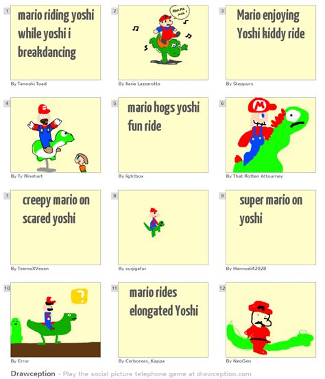 Mario Riding Yoshi While Yoshi I Breakdancing Drawception