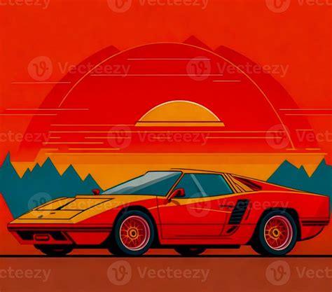 Classic Custom Muscle Car Racing In Retro Style Vector Illustration