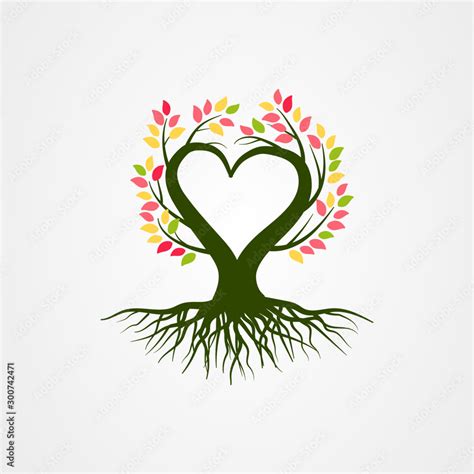 Abstract Tree Vector Illustration With Branch Heart Shaped Stock Vector Adobe Stock