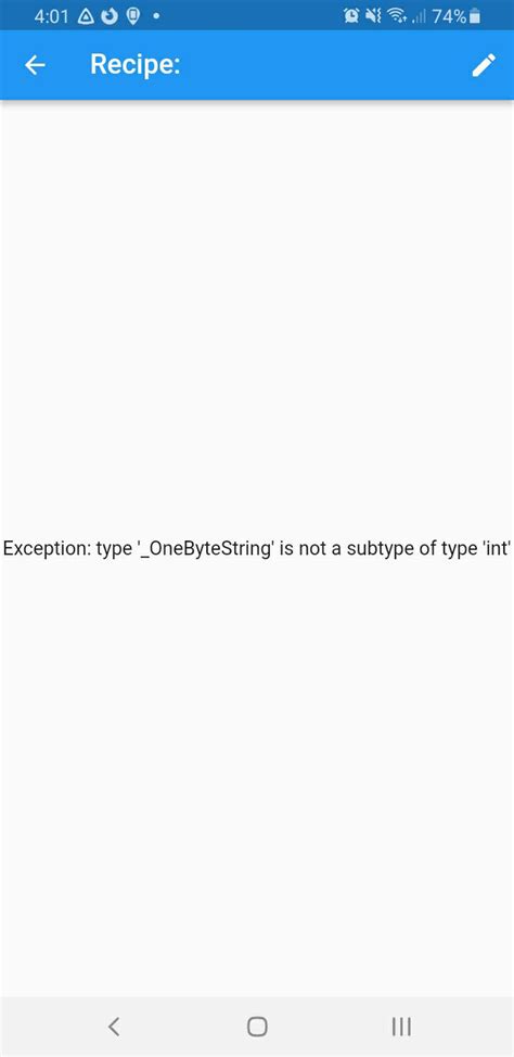 Exception Type Onebytestring Is Not A Subtype Of Type Int Issue
