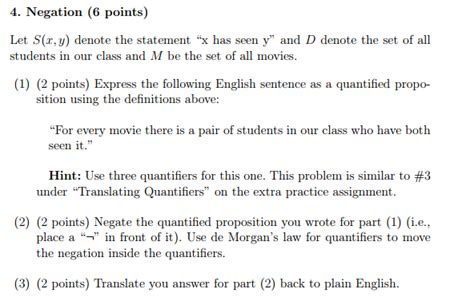 solved 4 negation 6 points let s x y denote the