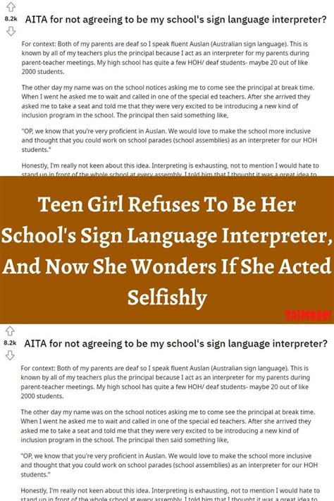 Teen Girl Refuses To Be Her School S Sign Language Interpreter And Now