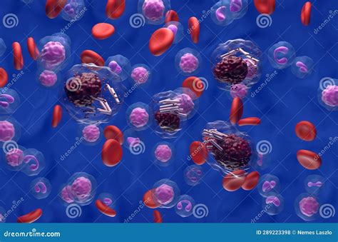 Chronic Lymphocytic Leukemia Cll Cells In Blood Flow Isometric View