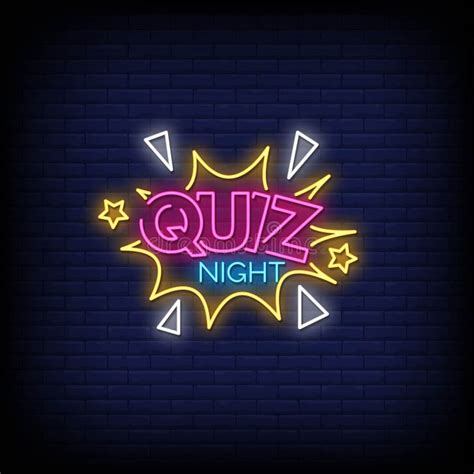 Vetor De Texto Do Estilo De Sinais Neon Noite Do Quiz Ilustração Do