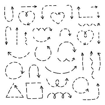 Set Of Marker Arrows Arrow White Scribble Vector Arrow White