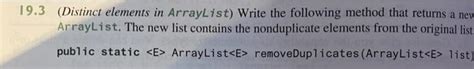 Solved 193 Distinct Elements In Arraylist Write The