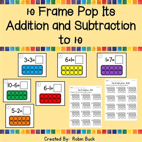 10 Frame Pop Its Addition And Subtraction To 10 Made By Teachers