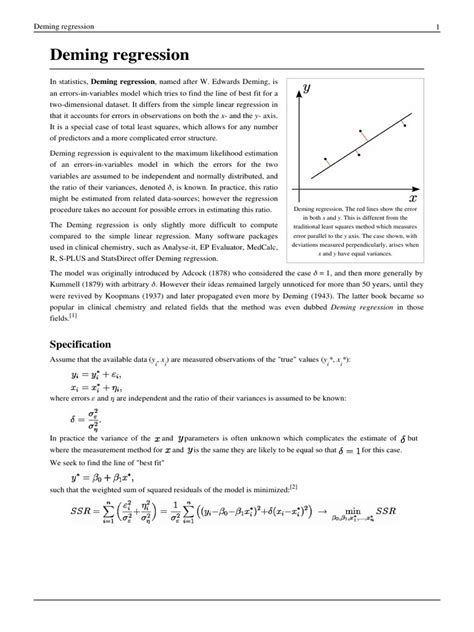 Deming Regression Pdf Errors And Residuals Mathematical And