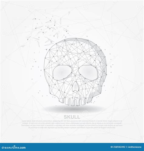 Skull Digitally Drawn In The Form Of Broken A Part Triangle Shape Stock Vector Illustration Of