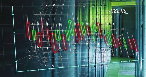animation of multiple graphs and numbers with globe over data server room stock footage video