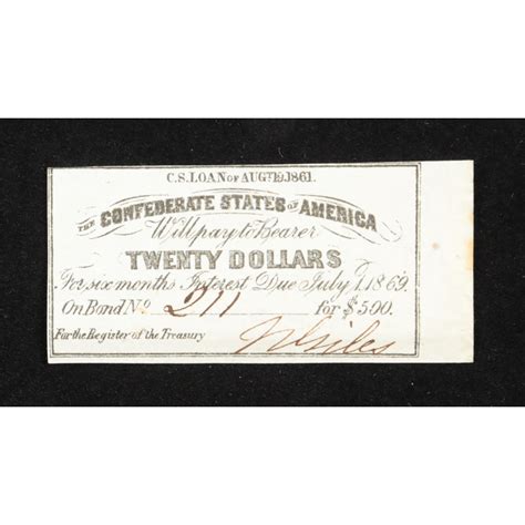 Twenty Dollars Confederate States Of America Richmond Csa Bank