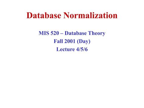 Database Normalization Ppt