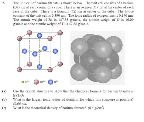 Video Solution The Unit Cell Of Barium Titanate Is Shown Below The Unit Cell Consists Of A