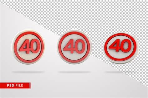 Ограничение скорости 40 км 3d рендеринг установить дорожный знак ...