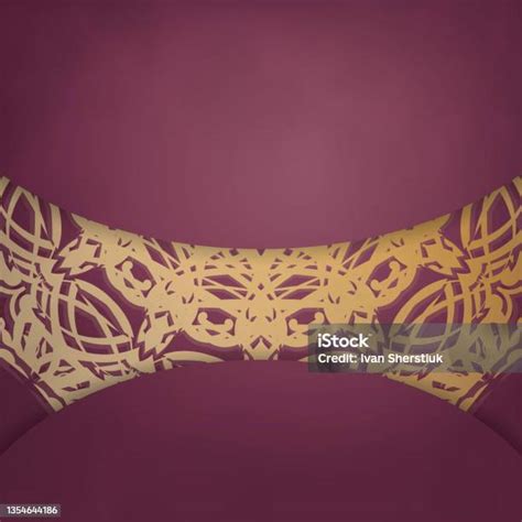 Template Brosur Dalam Warna Burgundy Dengan Ornamen Emas Antik Siap