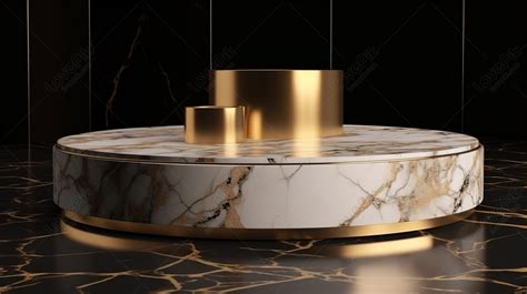 제품 디스플레이 배경을 위한 고급스러운 금 장식 대리석 연단의 놀라운 3d 렌더링 연단 배경 대리 배경 금 배경 이미지 Hd 연단 대리 금 배경 사진 무료