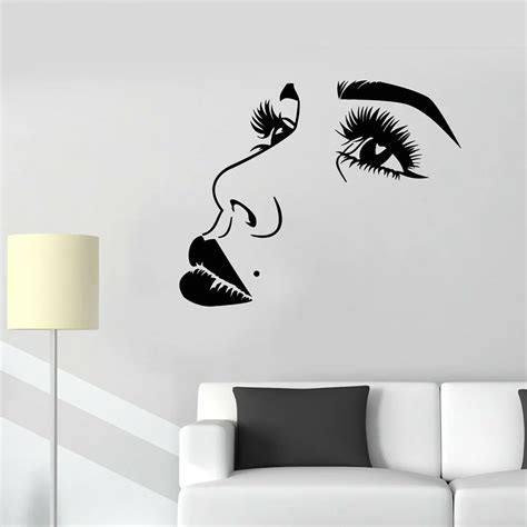 Calcoman A De Pared Con Cara Para Mujer Calcoman A De Chica Sexy Labios Ojos Sal