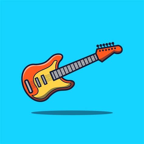 Icono De Guitarra De Ilustración De Dibujos Animados De Vector Vector