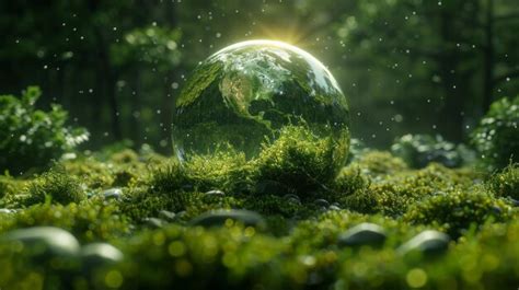 Premium Photo Concept Of The Environment A Glass Globe In A Grassy Field