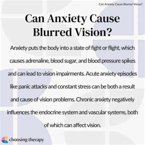 Can Anxiety Cause Blurred Vision