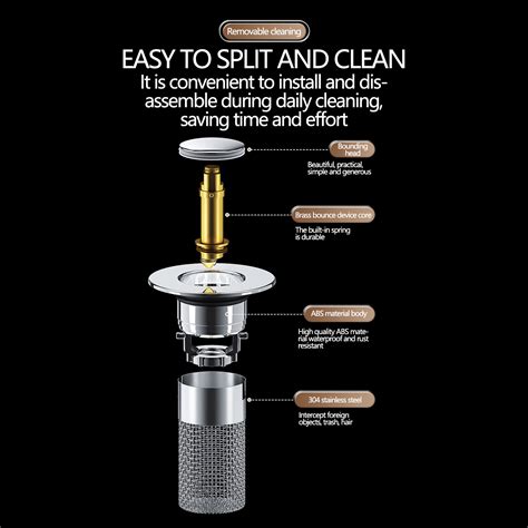 2pcs Bathroom Sink Stopper Hair Catcher Stainless Steel Pop Up Brass