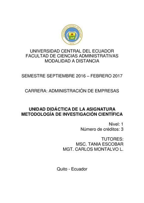 Pdf Universidad Central Del Ecuador Facultad De Ciencias