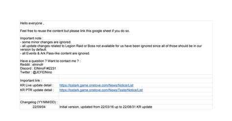 Korean Lost Ark Update A Comprehensive Spreadsheet Rlostarkgame