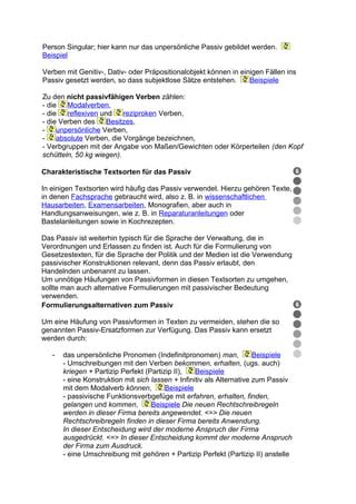 Das Passiv German Language Grammatical Doc
