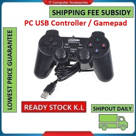 Single Usb Gamepad Joystick Double Shock Vibration Pc Controller Wired Shopee Singapore