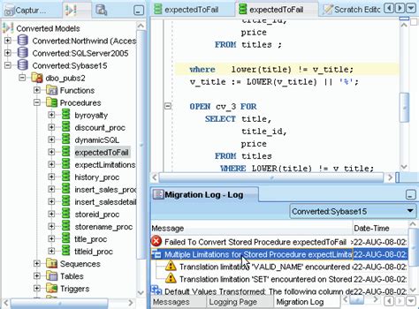 migrating a sybase database to oracle database 11g