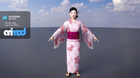 유카타를 입은 일본여자002 3d 모델 Turbosquid 2266859