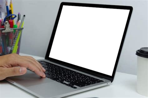 Premium Photo Hand Man Using Keyboard Computer Laptop Mock Up Blank