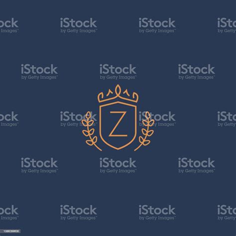 이니셜 편지 Z 우아한 럭셔리 브랜드 정체성 배지 템플릿을 입력합니다 방패 크라운 밀입니다 로얄 클래식 빈티지 테마입니다 0명에