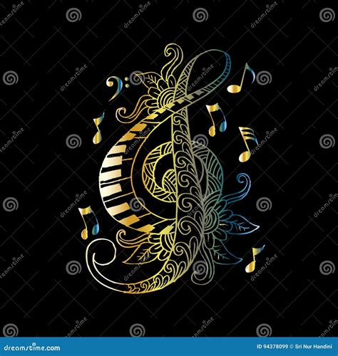 Floral Decorative Treble Clef Stock Illustration Illustration Of