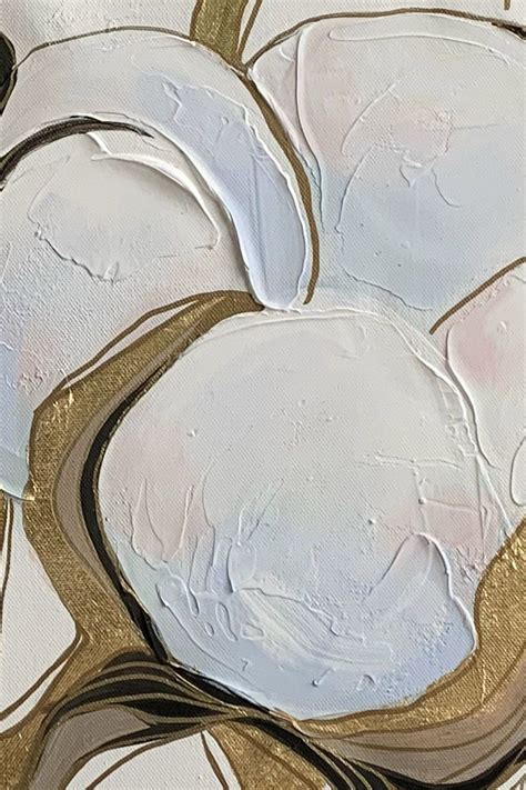 Бело золотая картина с текстурной пастой под заказ Хлопок Студия живописи Interior Artlab In