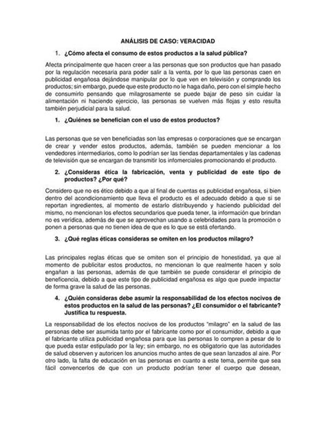 An Lisis De Caso Veracidad Chemnotes By Dm Udocz