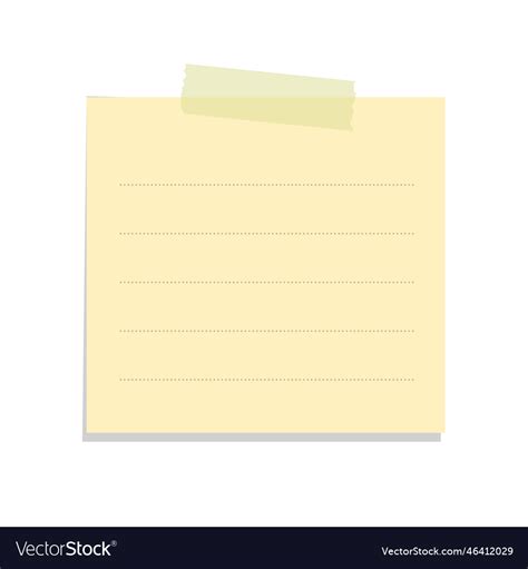Yellow Sticky Note Template Taped Office Memo Vector Image