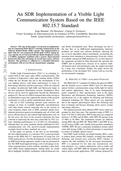 Pdf An Sdr Implementation Of A Visible Light Communication System