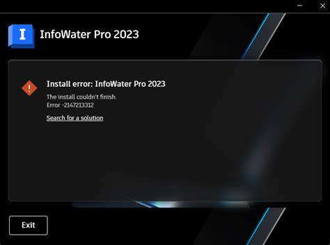 install error infowater pro when trying to install infowater pro
