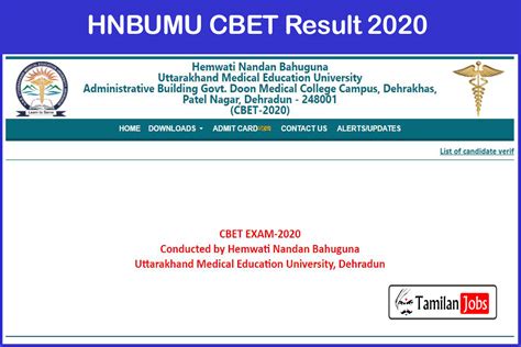 Hnbumu Cbet Result 2020 Delayed Download Cut Off Marks Merit List