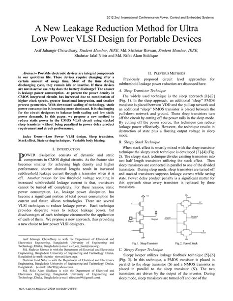 Pdf A New Leakage Reduction Method For Ultra Low Power Vlsi Design