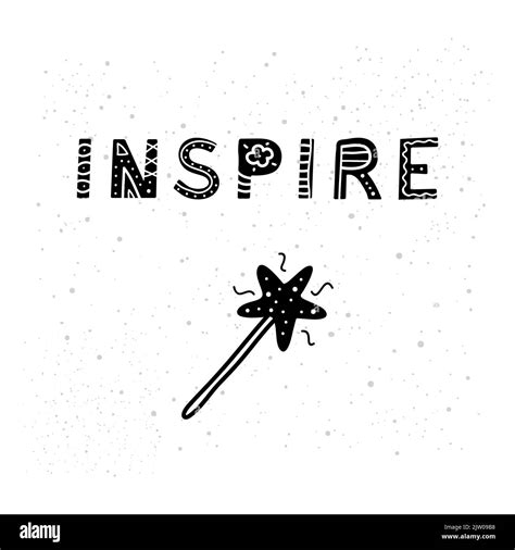 Cute Hand Drawn Black Lettering Inspire In Scandinavian Style Isolated