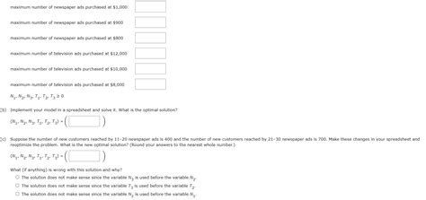 Solved Ads Purchased At Each A Formulate An Lp Chegg