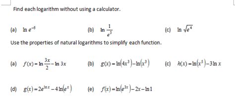 Solved Find Each Logarithm Without Using A Calculator In