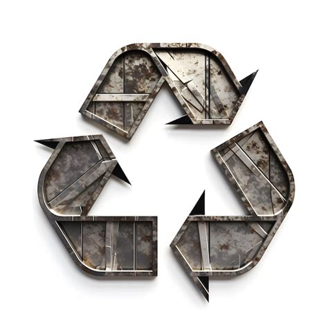 Symbole Métallique De Recyclage Sur Fond Blanc Photo Premium