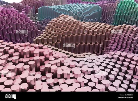 Colorful 3d Rendering Abstract Block Geometric Structure Shape Composition For Web Page