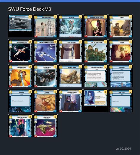Swu Force Deck V3 Star Wars Unlimited Swu Tcg
