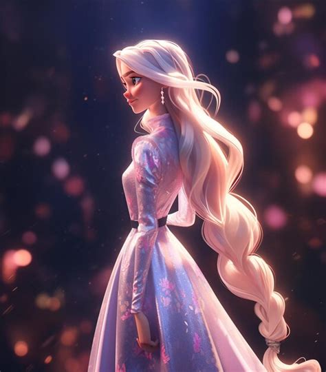 Premium Photo Cute Blond Princess With Pink Dress Cartoon