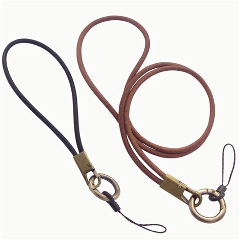 PYDM Cowhide Mobile Phone Lanyard Simple Retro Anti Lost Hanging Neck
