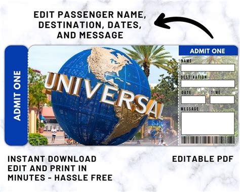 Surprise Universal Studios Trip Ticket Theme Park Surprise Vacation